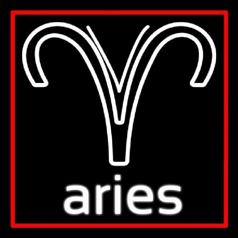 Aries Zodiac Red Border Handmade Art Neon Sign