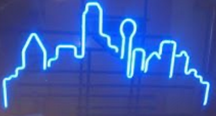 Dallas skyline neon sign