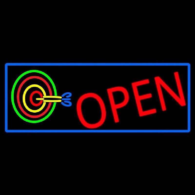 Dart Board Open With Blue Border Handmade Art Neon Sign