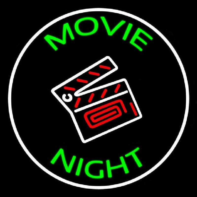Movie Night With Border Handmade Art Neon Sign