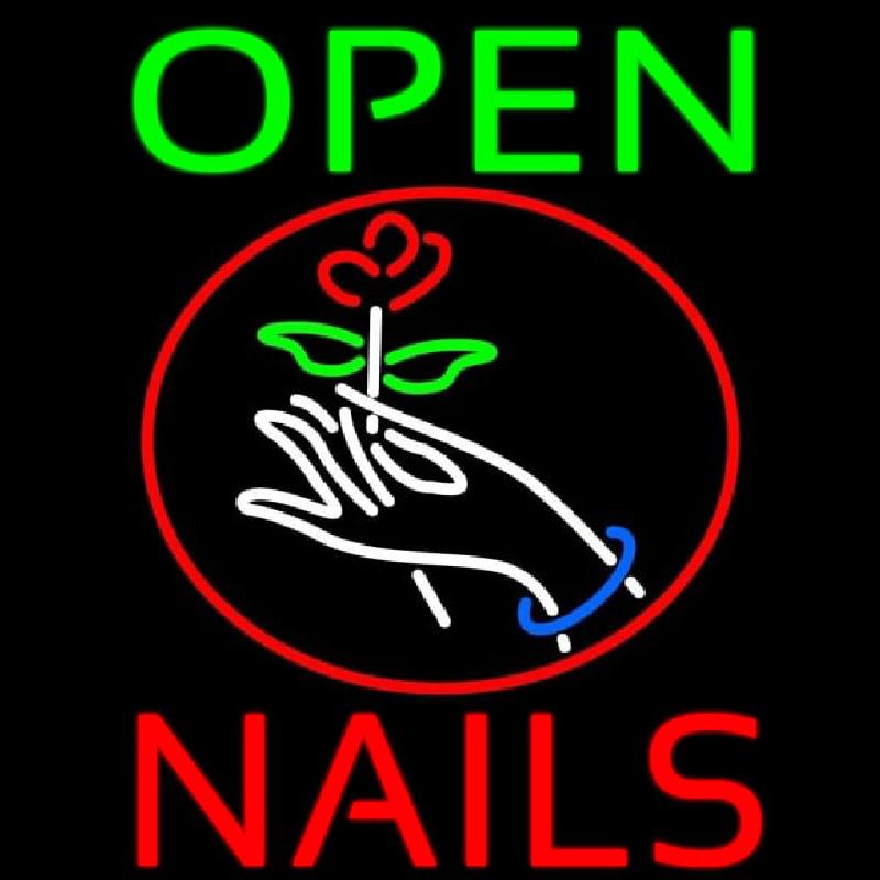 Nails Open Logo Handmade Art Neon Sign