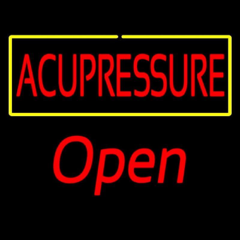 Red Acupressure Yellow Border Open Handmade Art Neon Sign