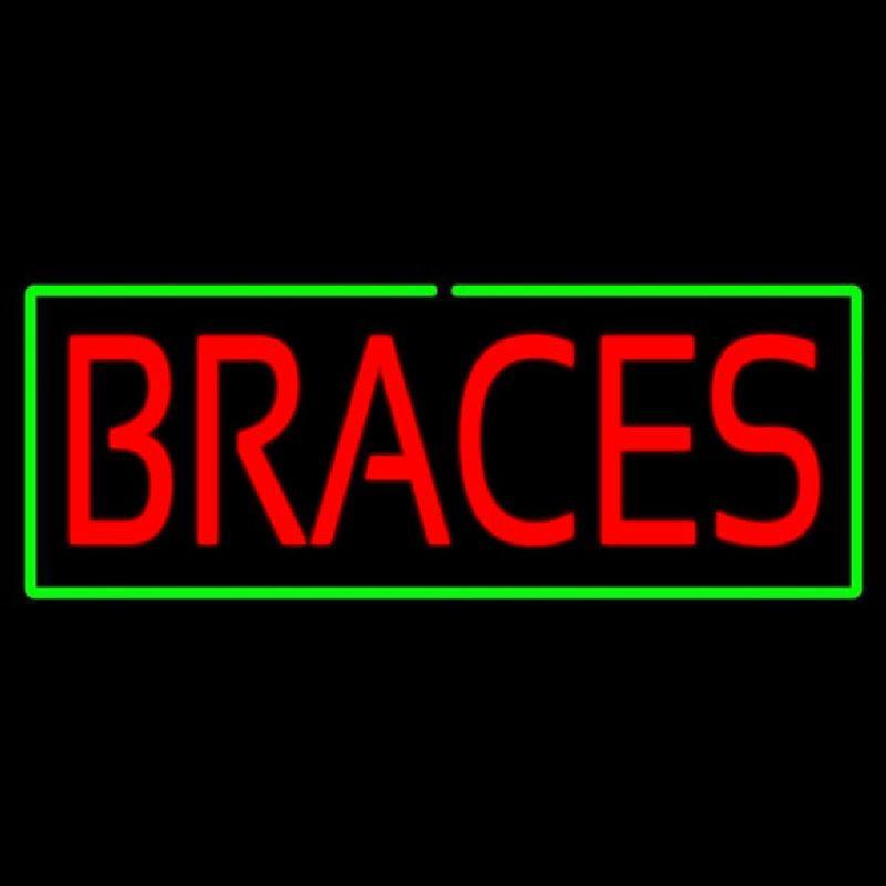 Red Braces Green Border Handmade Art Neon Sign