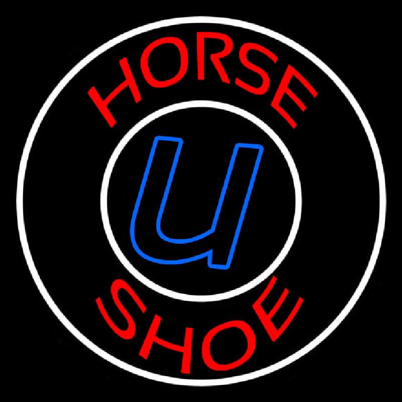 Red Horse Shoe With Border Handmade Art Neon Sign