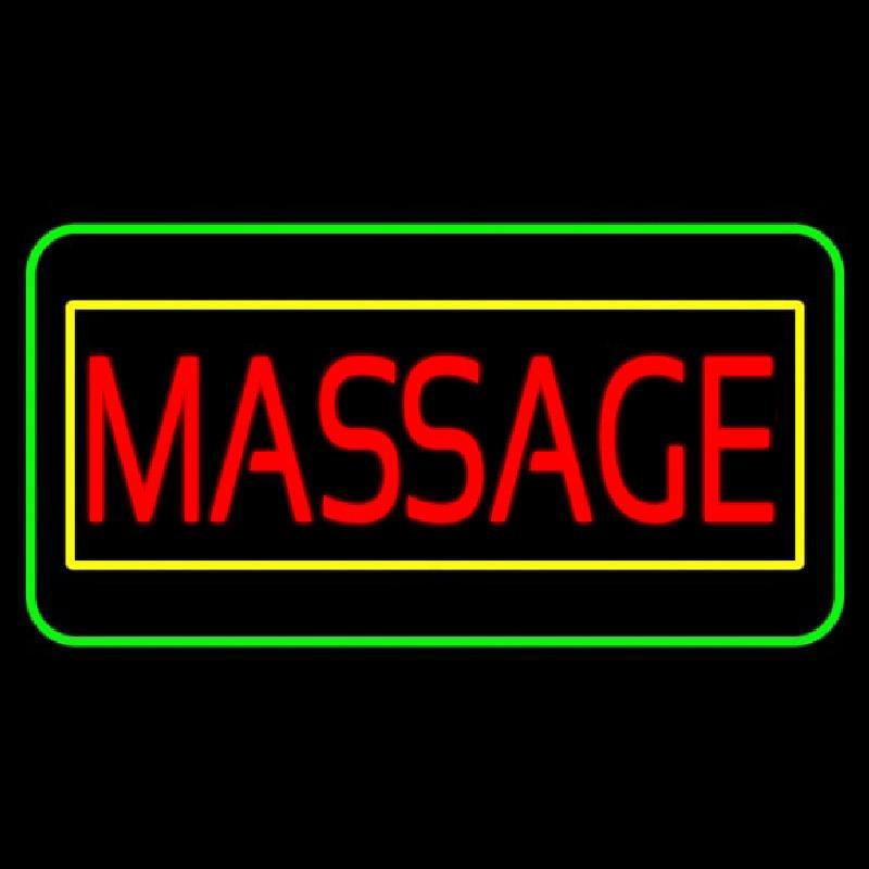 Red Massage Yellow Green Border Handmade Art Neon Sign