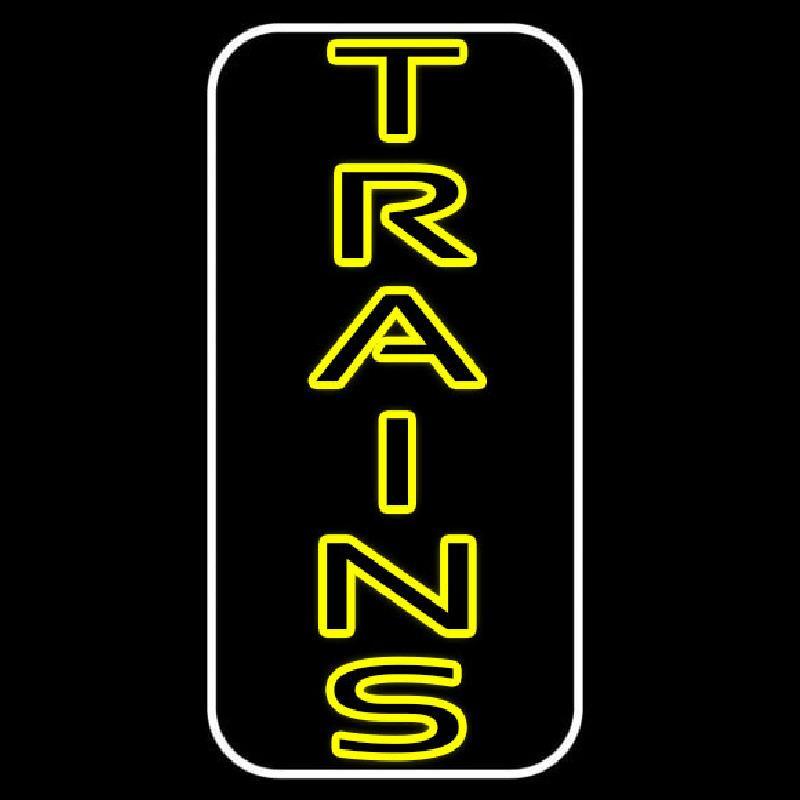 Vertical Yellow Trains Handmade Art Neon Sign