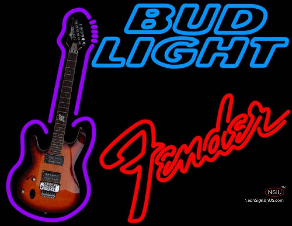 Bud Light Neon Fender Red GUITAR Neon Sign 7