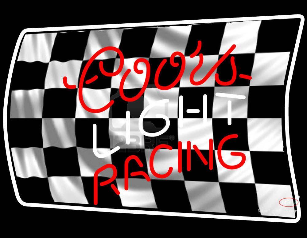 Coors Light Racing Checker Flag Beer Sign